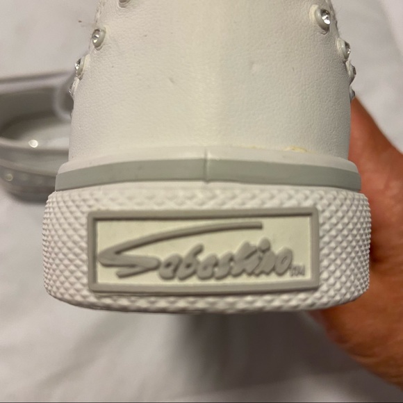 Sebastino | Shoes | Nwob Mesh And Leather Sneakers With Rhinestones ...